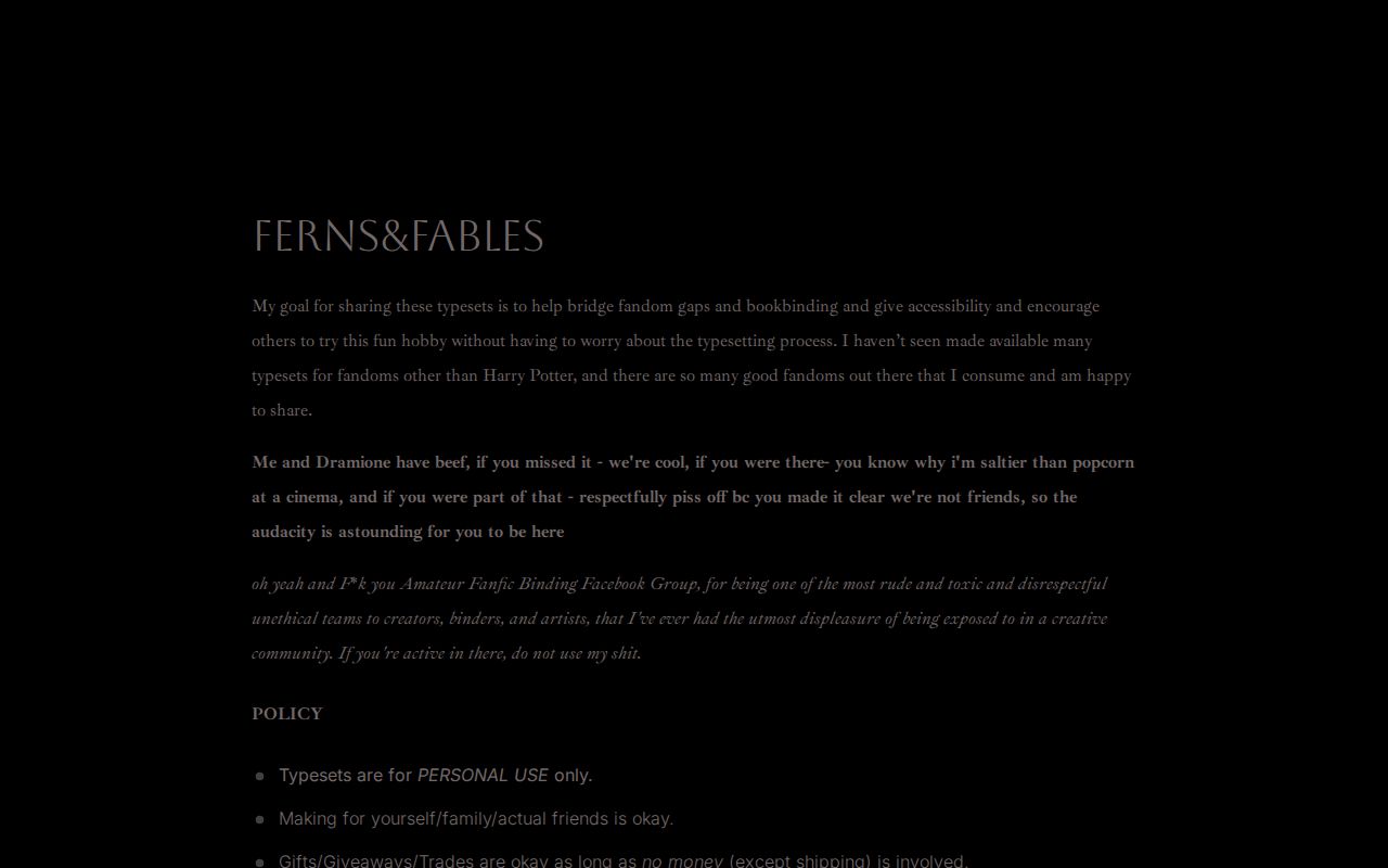 Ferns&Fables Typesets